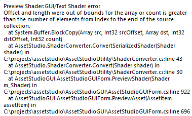 Error message: Error during reading of asset type Shader · Issue #770 · mafaca/UtinyRipper · GitHub
