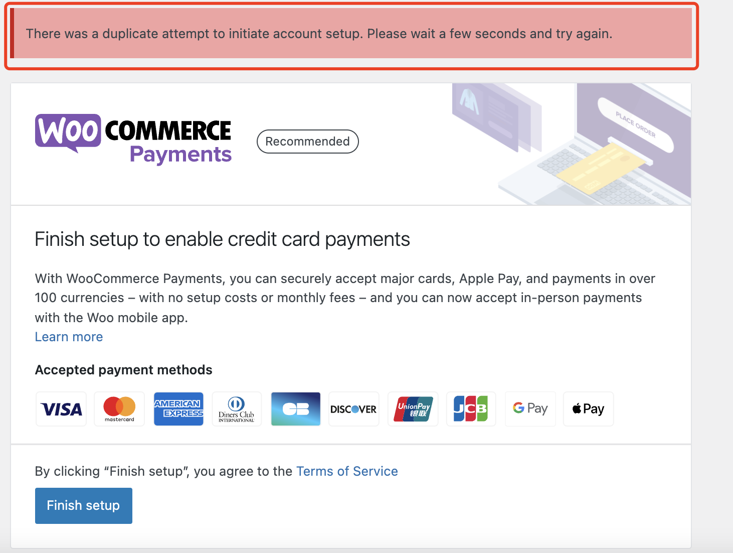 WooCommerce Payments Configure payment method error report · Issue ...