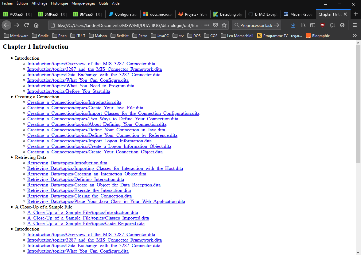 DITAOTException: [DOTJ012F][FATAL] Failed to parse the input file: Line 4:Attribute "xmlns ...