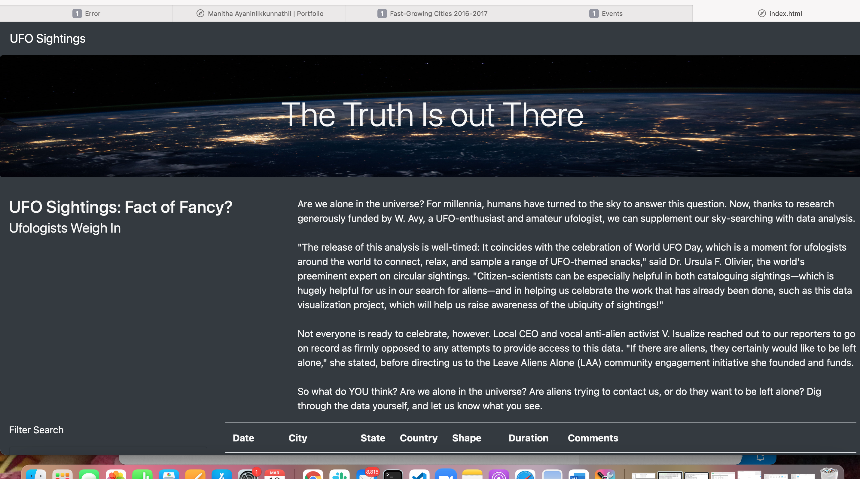 GitHub - manithamanoj/UFOs: Use Javascript,HTML, and CSS to create a custom webpage that ...