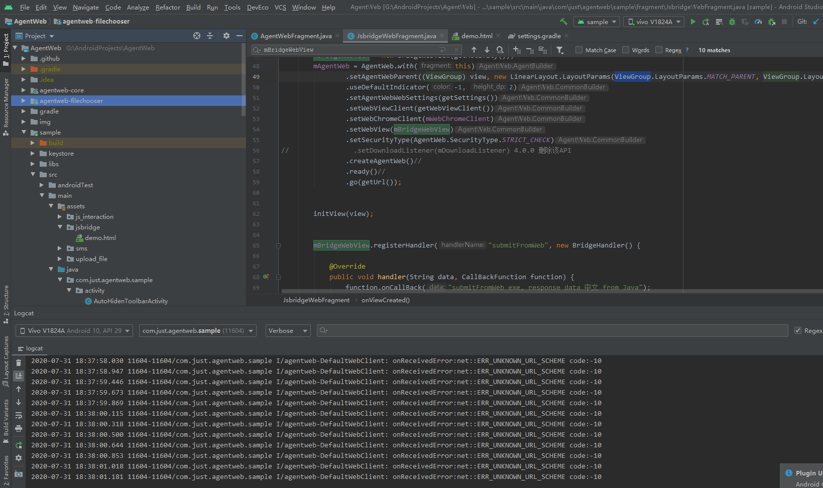 demo报错 agentweb-DefaultWebClient: onReceivedError:net::ERR_UNKNOWN_URL_SCHEME code:-10 · Issue ...