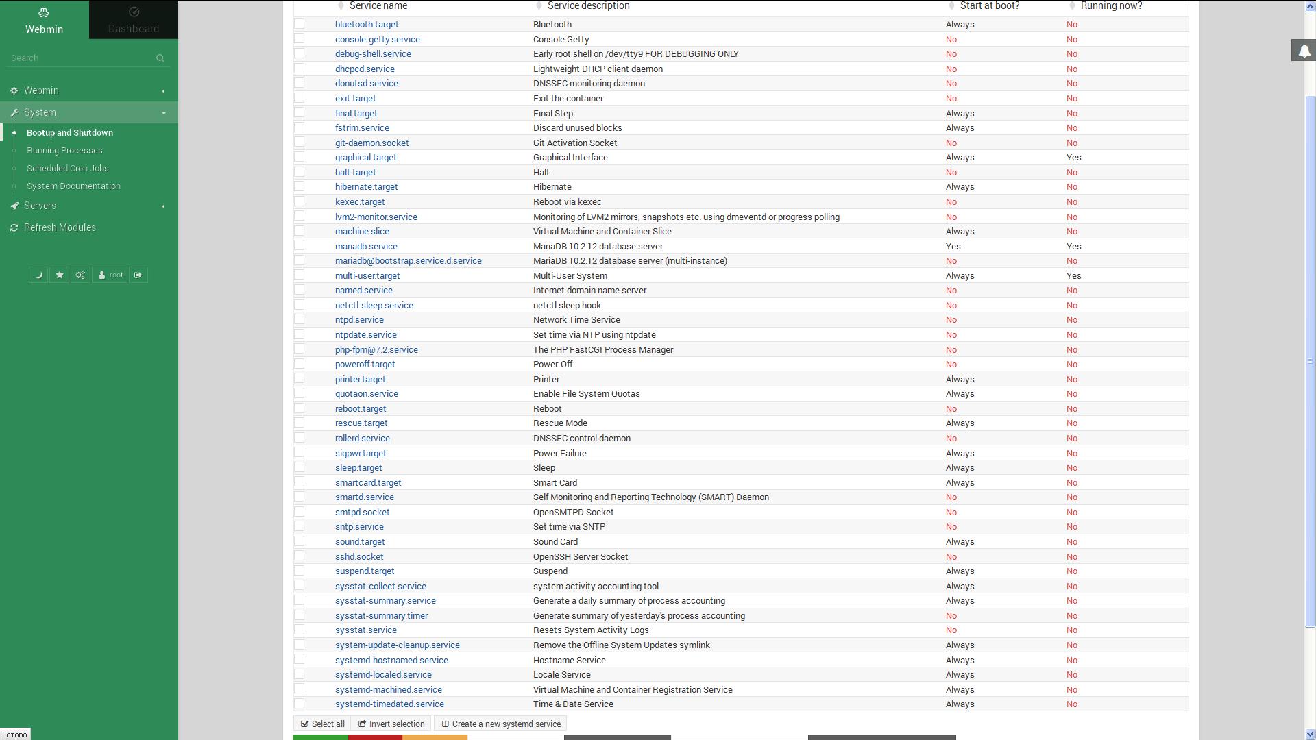 systemd: incomplete service list · Issue #829 · webmin/webmin · GitHub
