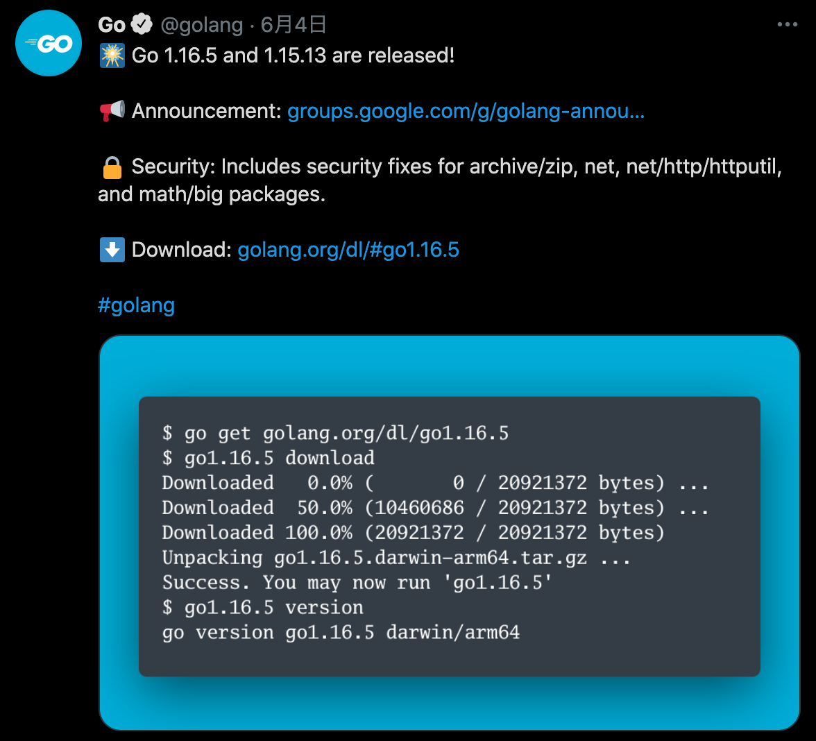 Go 1.16.5 and 1.15.13 has been released · Issue #180 · go-nv/goenv · GitHub