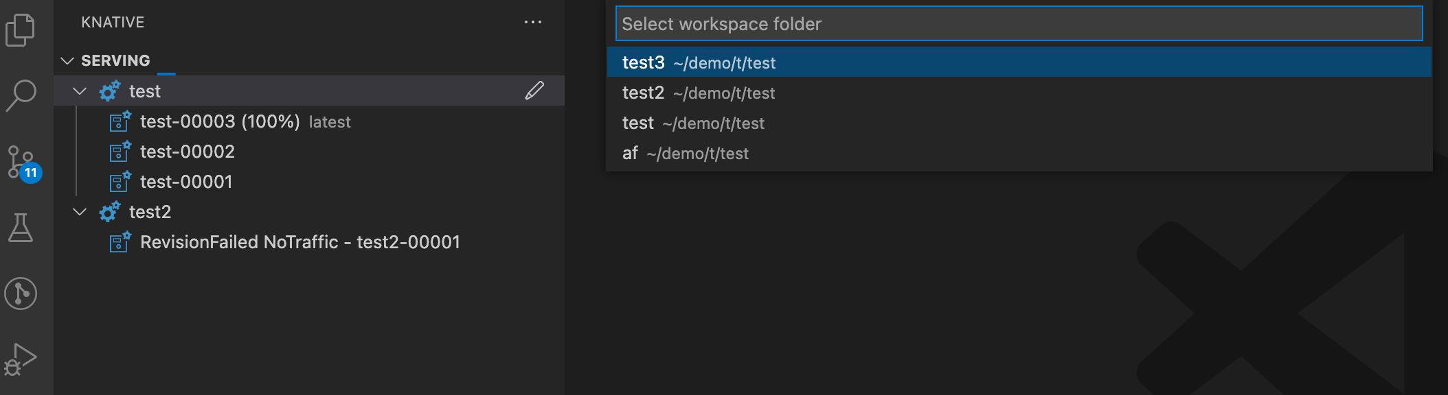Knative plugin prompts users to select a Workspace after k8s namespace is being switched with ...