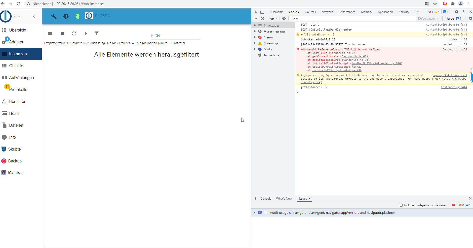 Instanzen: "Alle Elemente werden herausgefiltert" (angeblich) · Issue #1102 · ioBroker/ioBroker ...