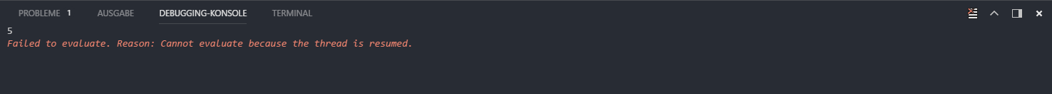"Failed to evaluate. Reason: Cannot evaluate because the thread is ...