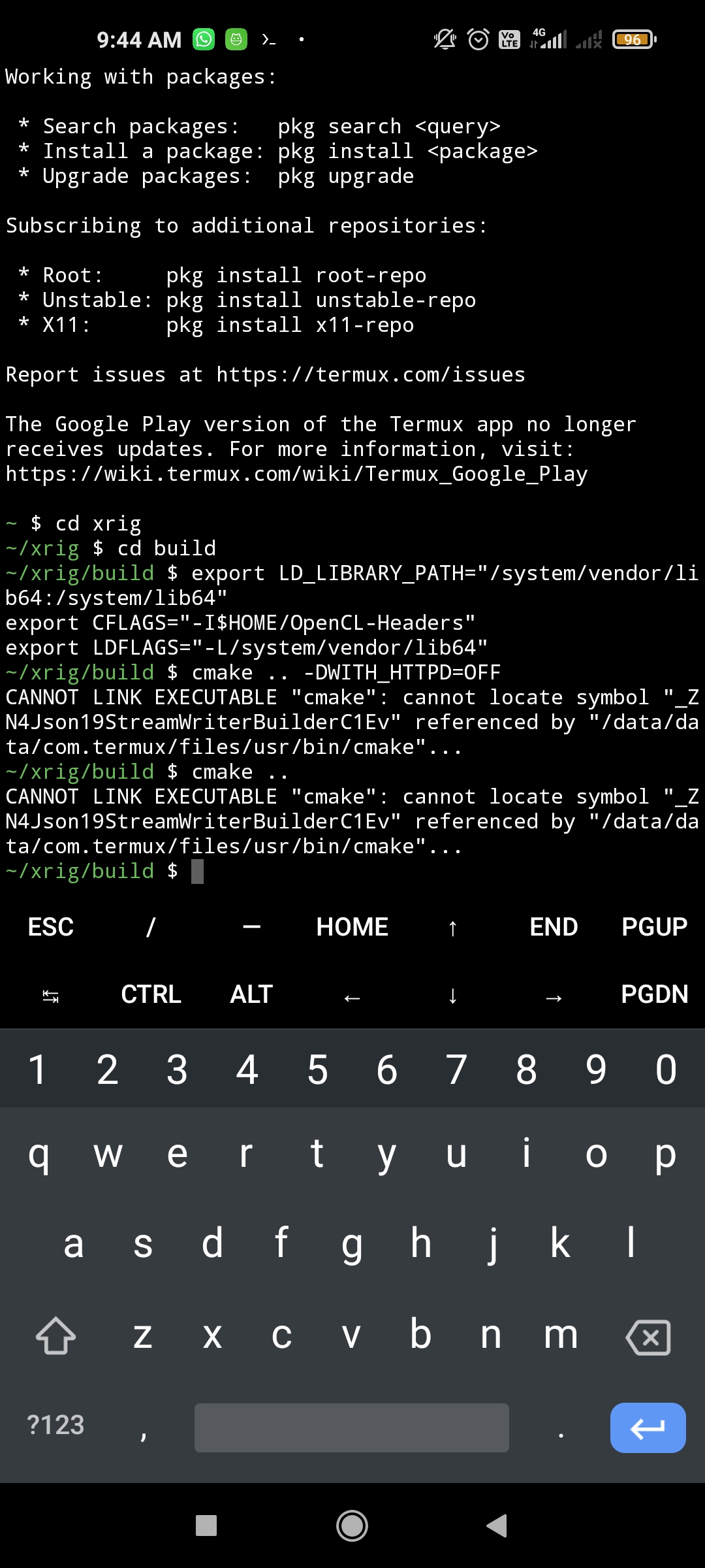 CANNOT LINK EXECUTABLE "cmake": · Issue #2148 · termux/termux-app · GitHub