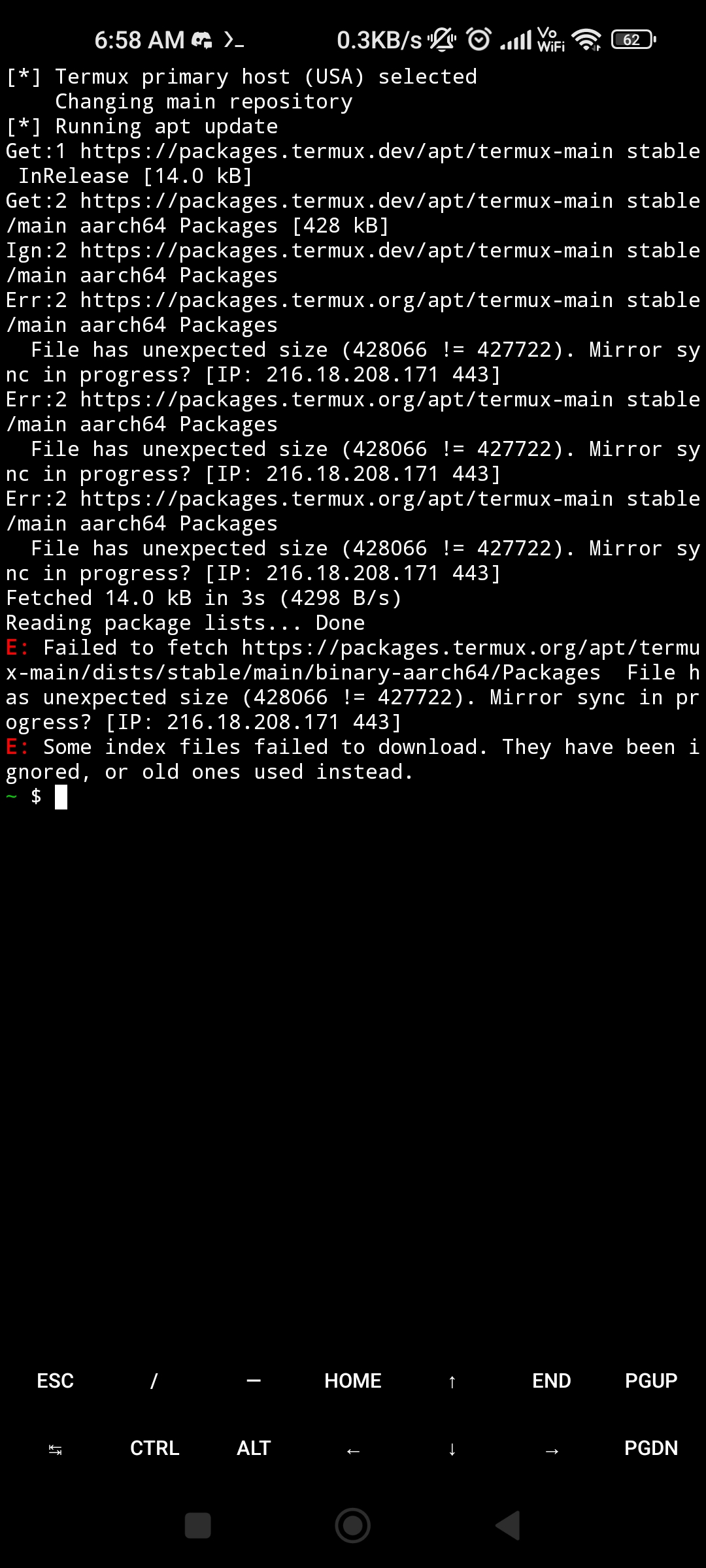 apt update, pkg update, change repo not working · Issue #11205 · termux/termux-packages · GitHub