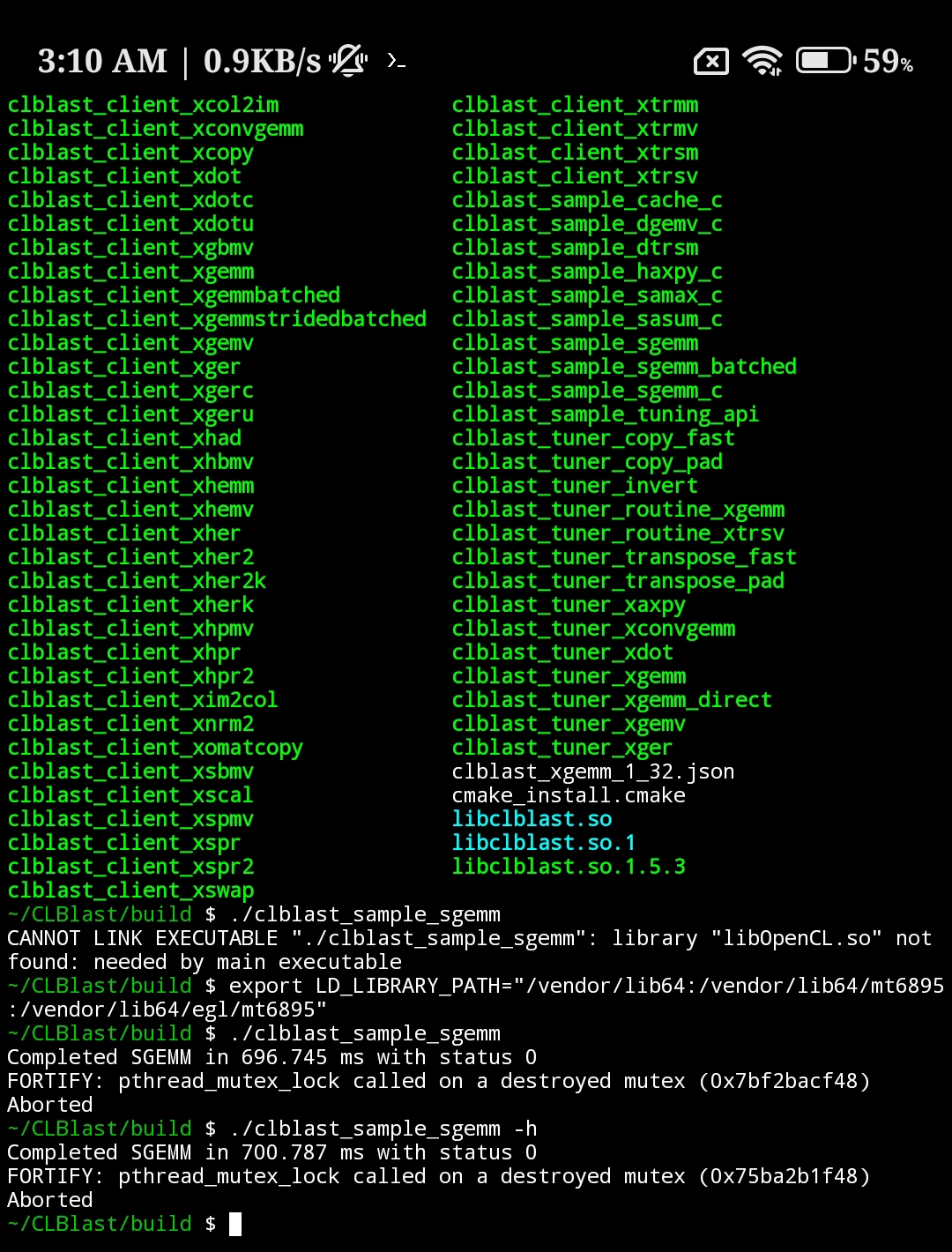 ARM MALI G-610 MC6 GPU crashed with FORTIFY: pthread_mutex_lock called on a destroyed mutex ...