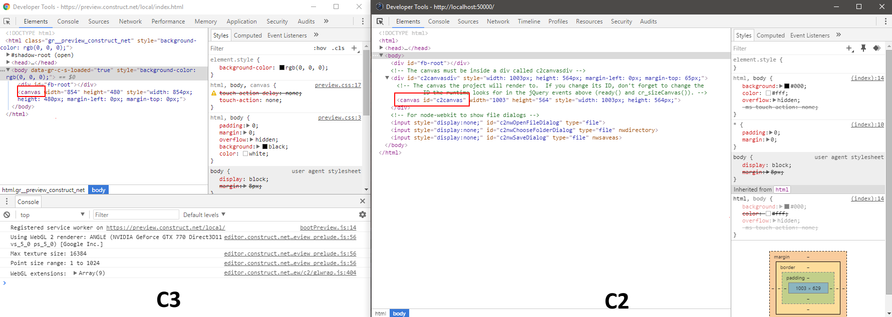 C3 does not have an id for the main canvas compared to c2 · Issue #1015 ...