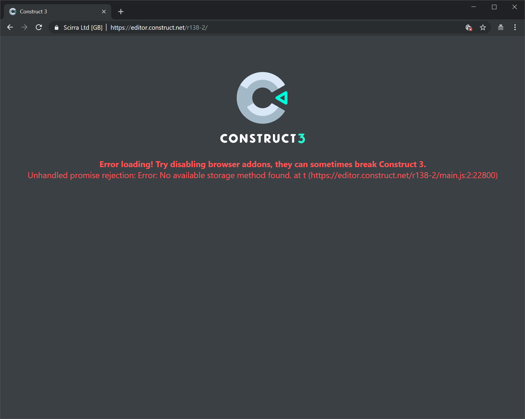 Blocking cookies won't allow C3 web app on Chrome to start · Issue #2618 · Scirra/Construct-bugs ...