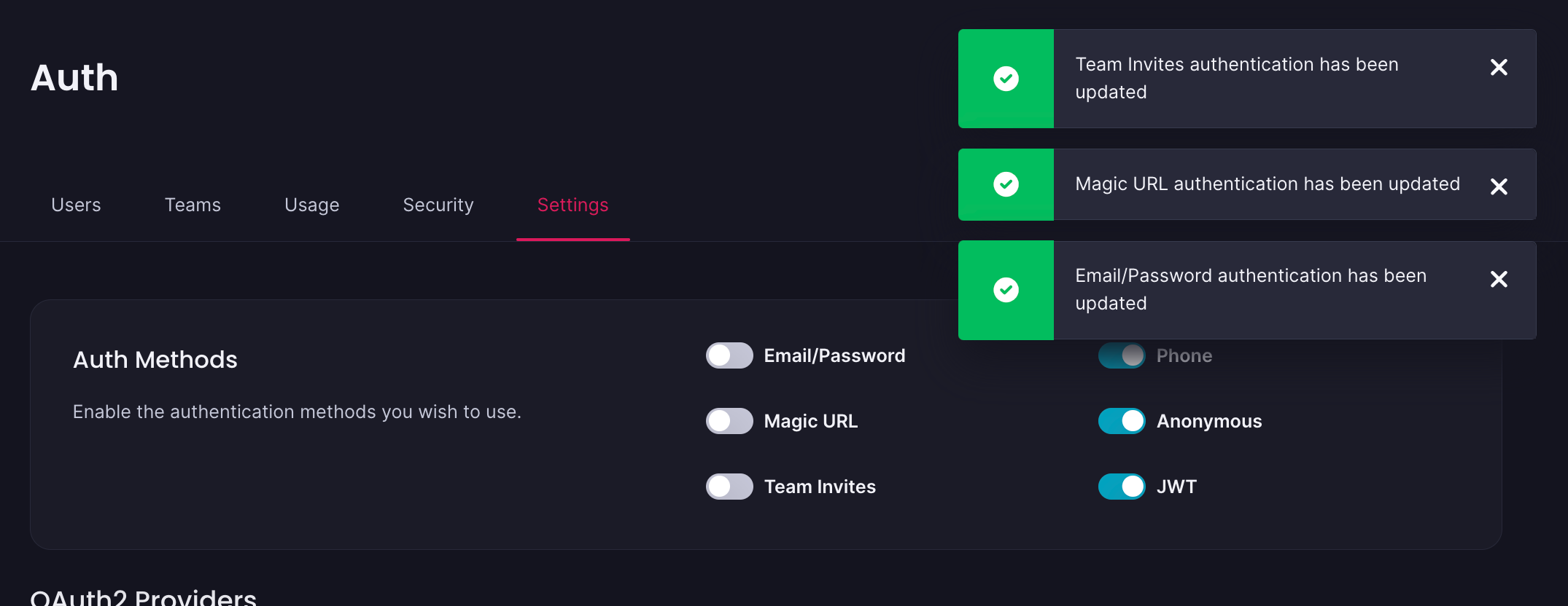 🐛 Bug Report: Auth Methods Web UI · Issue #5424 · appwrite/appwrite · GitHub