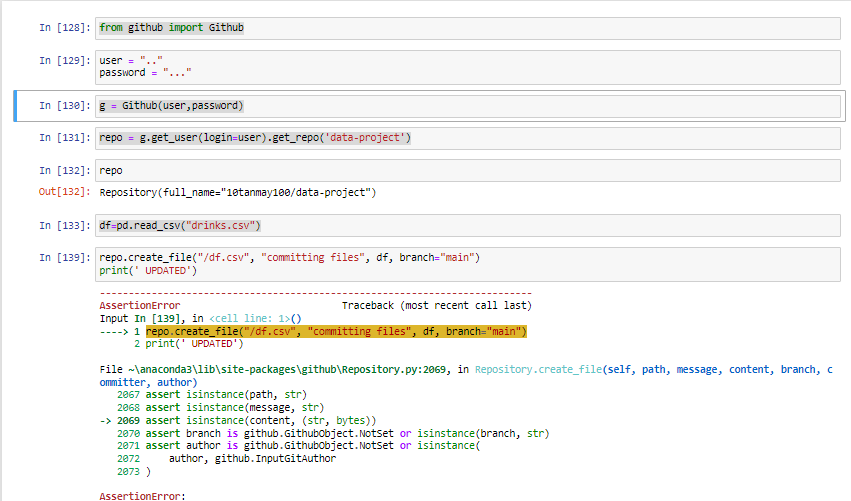 Getting AssertionError while creating file in github · Issue #2272 · PyGithub/PyGithub · GitHub