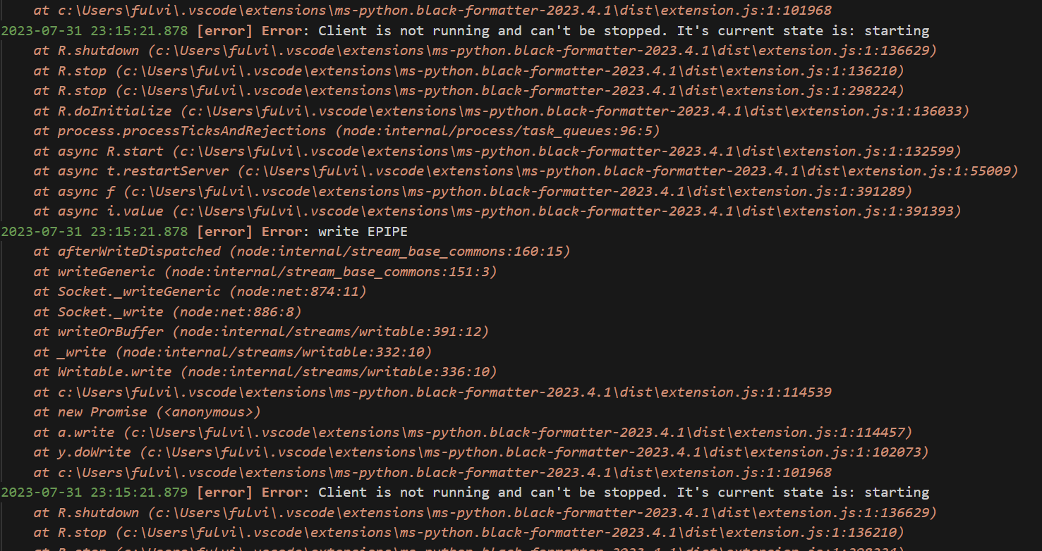 Client Black Formatter: connection to server is erroring. · Issue #280 · microsoft/vscode-black ...
