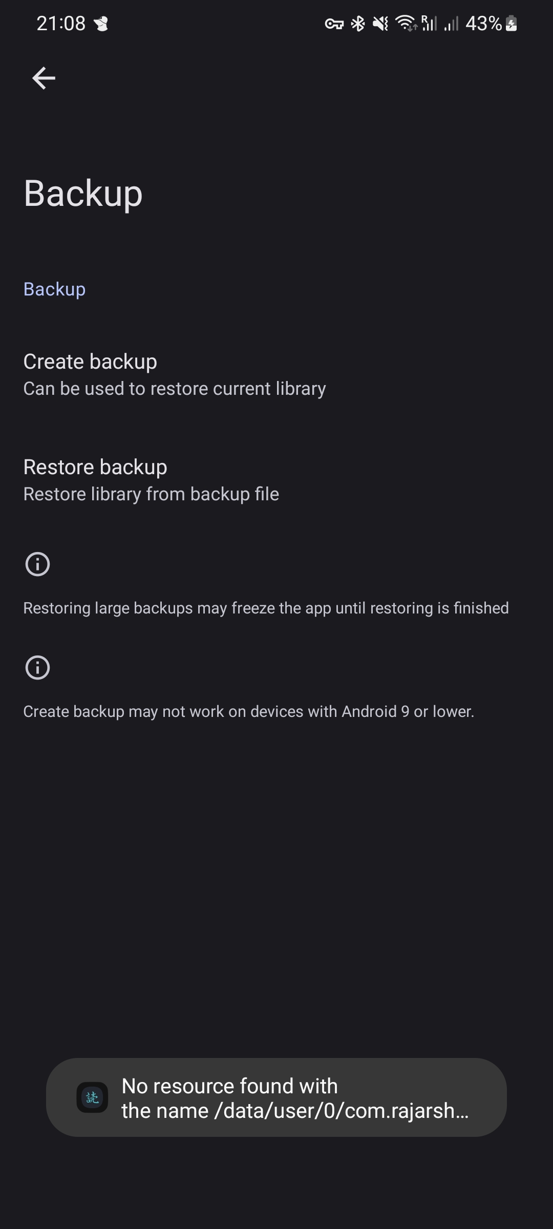 Cannot restore backup in the new version. · Issue #594 · LNReader/lnreader · GitHub