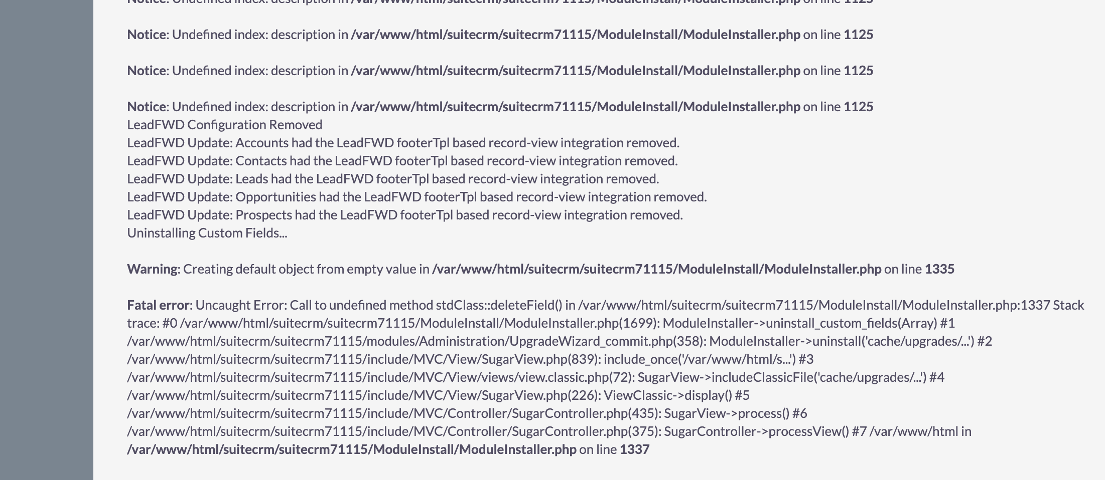 Cannot fully remove Module Loader package when custom fields are defined. · Issue #8888 ...