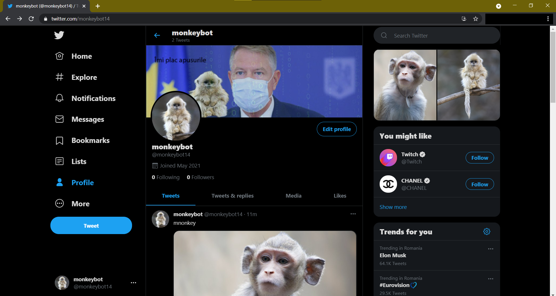 GitHub - RobertSuto/MonkeyBot: Funny side project that posts random ...