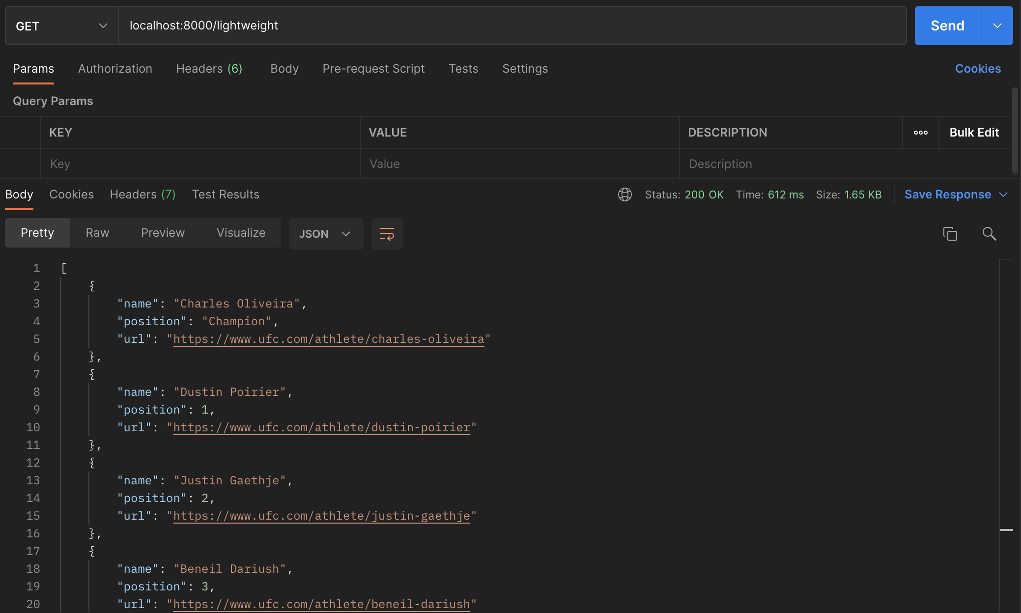 Github Armeono Ufc Api An Api That Returns The Current Fighter Standings Of A Ufc Division