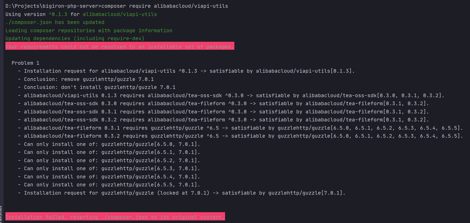 使用composer安装 alibabacloud/viapi-utils 时提示包冲突错误 · Issue #350 · aliyun/alibabacloud-sdk · GitHub