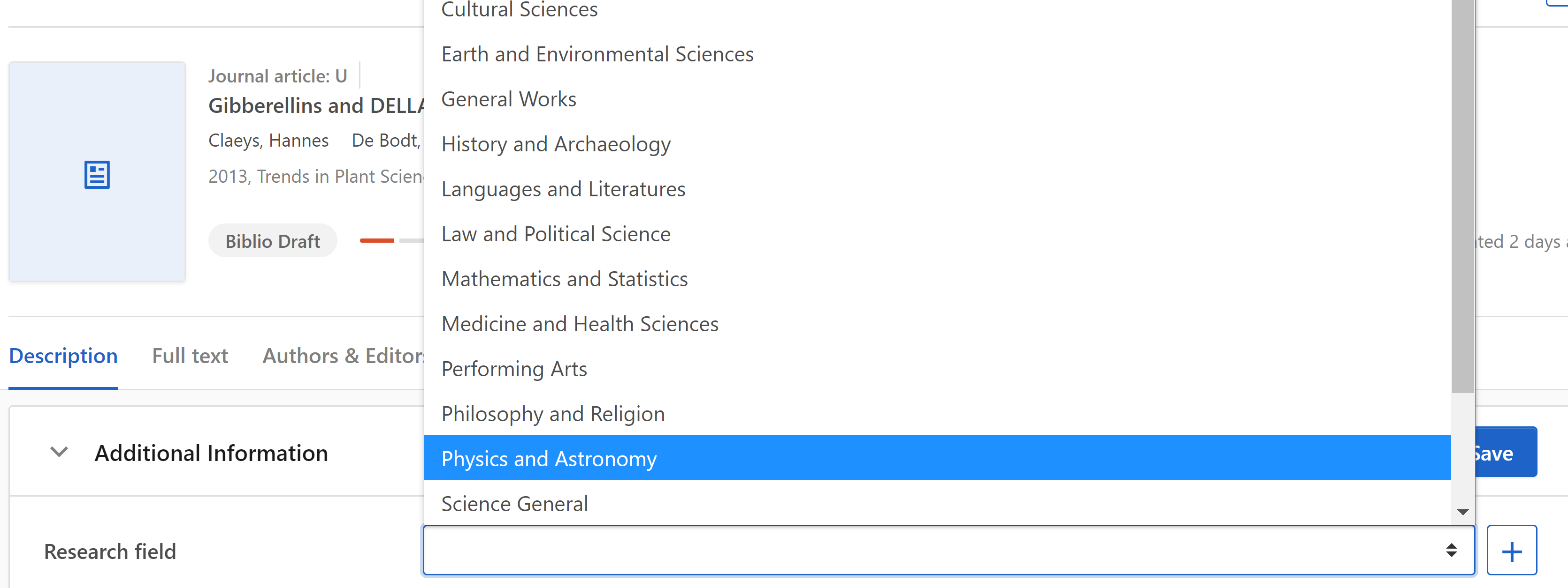 Add "Research disciplines" in addition to "Research fields" · Issue #81 · ugent-library/biblio ...