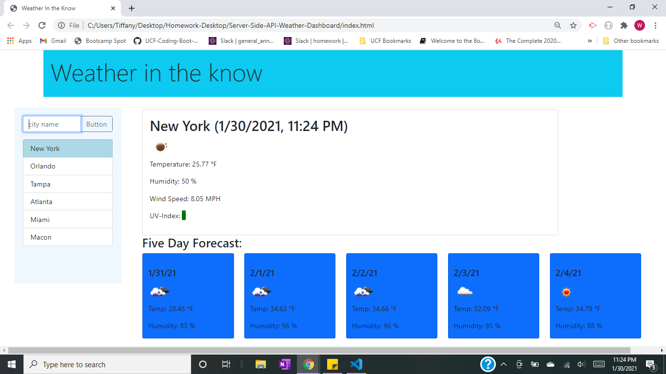 GitHub - Tianwes/Server-Side-API-Weather-Dashboard: Real time weather ...