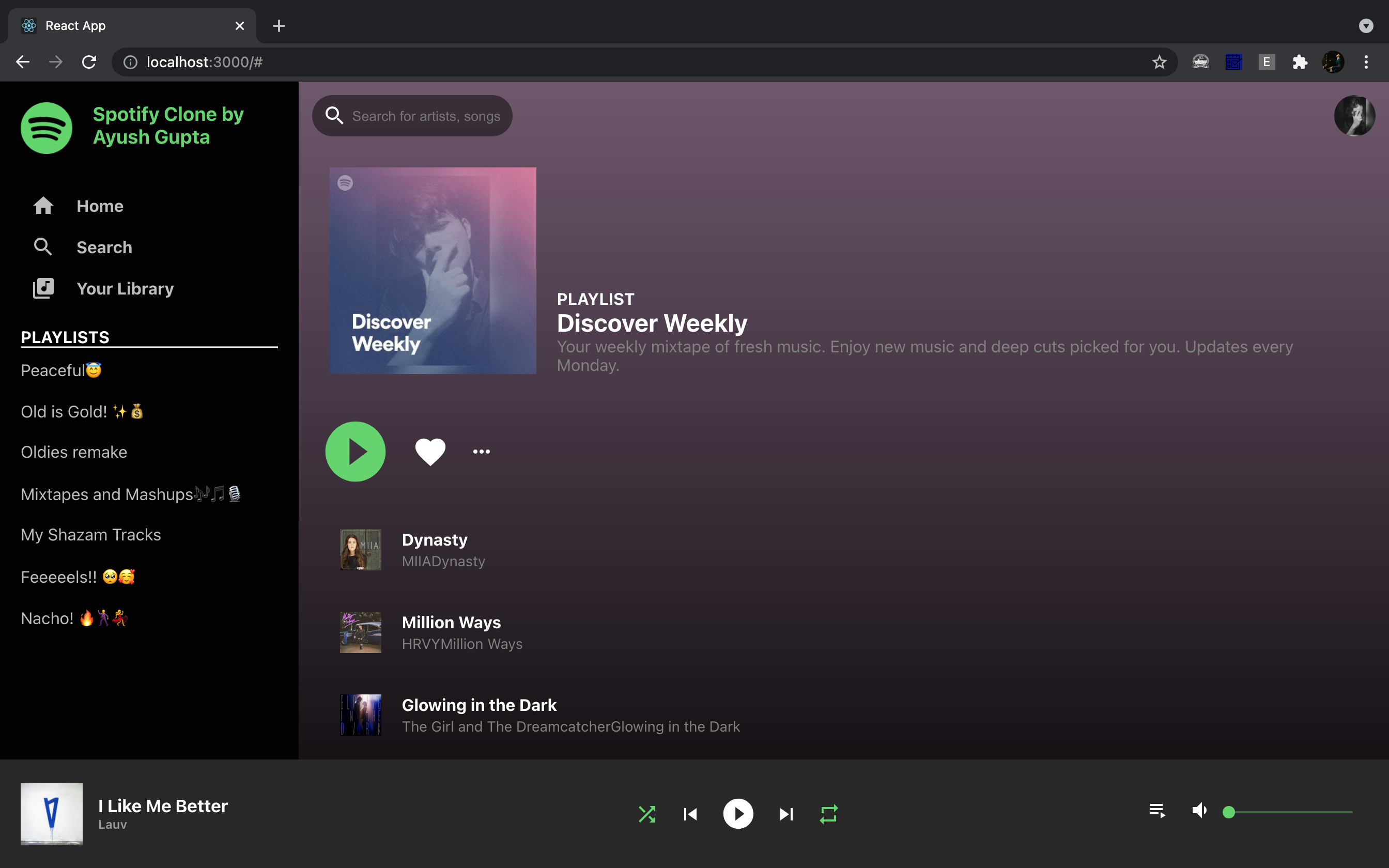 GitHub - ayushgml/spotify-clone: This Spotify clone by me uses Spotify APIs to render and ...