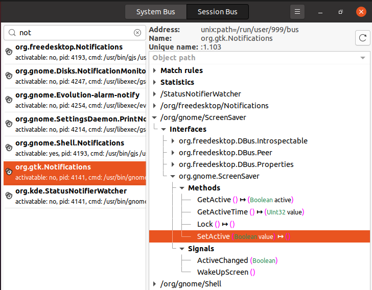 Something weird happens when interacting with Ubuntu's 20.04 "org.gtk ...