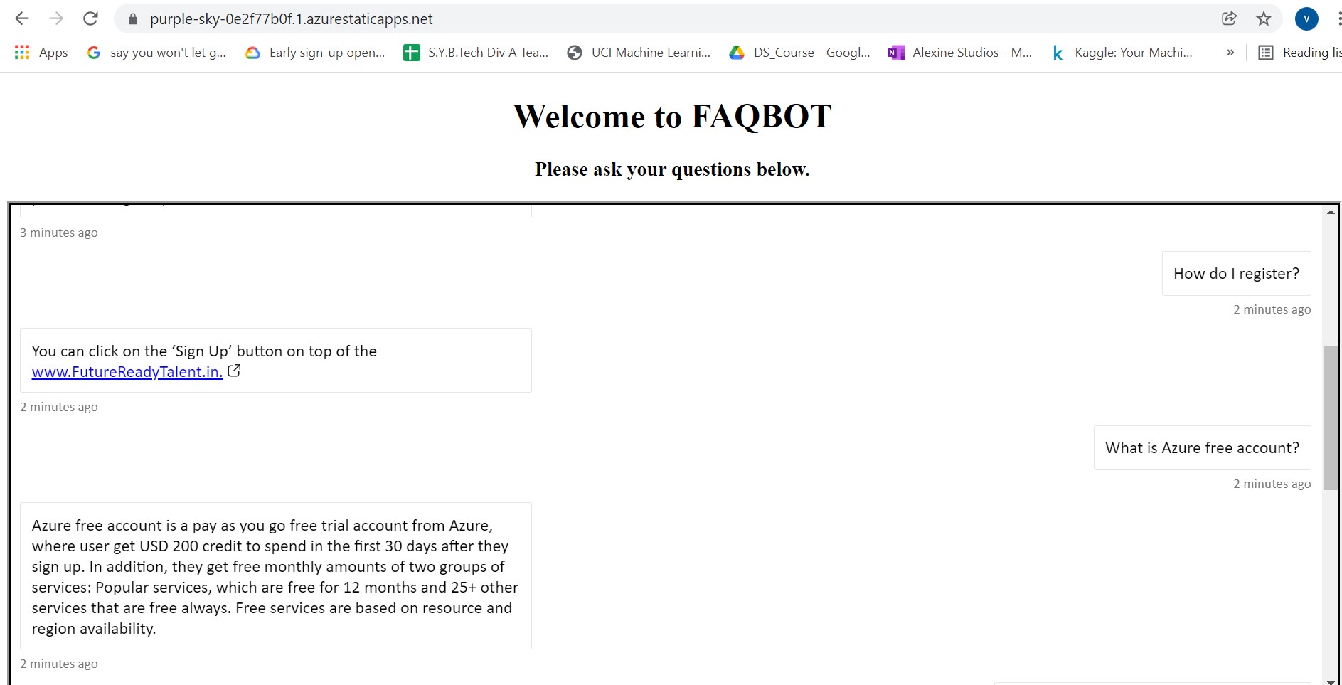 GitHub - VEDANGIBHUJANG/FAQBOT: PROJECT DEMO URL-https://purple-sky-0e2f77b0f.1.azurestaticapps.net