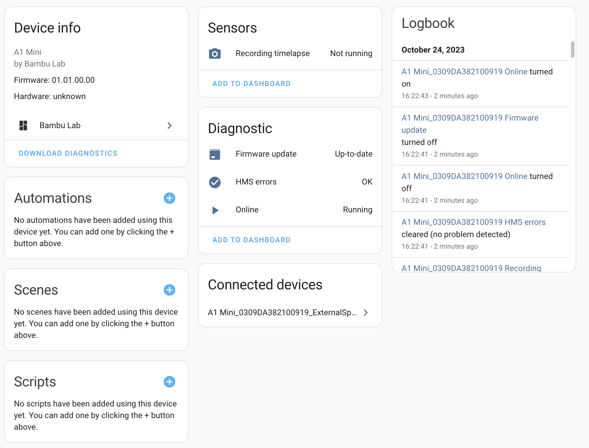 [Feature] A1 Mini Support · Issue #222 · greghesp/ha-bambulab · GitHub
