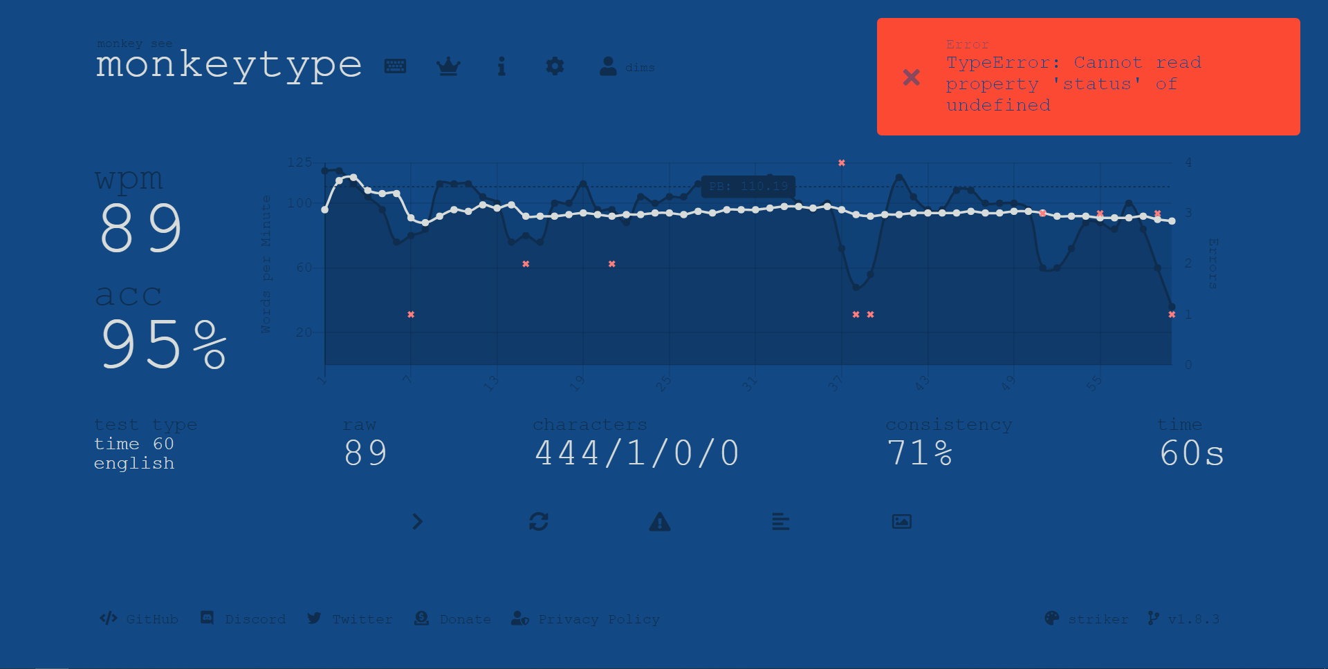 TypeError: Cannot read property 'status' of undefined at show (monkeytype.js:823) · Issue #1287 ...
