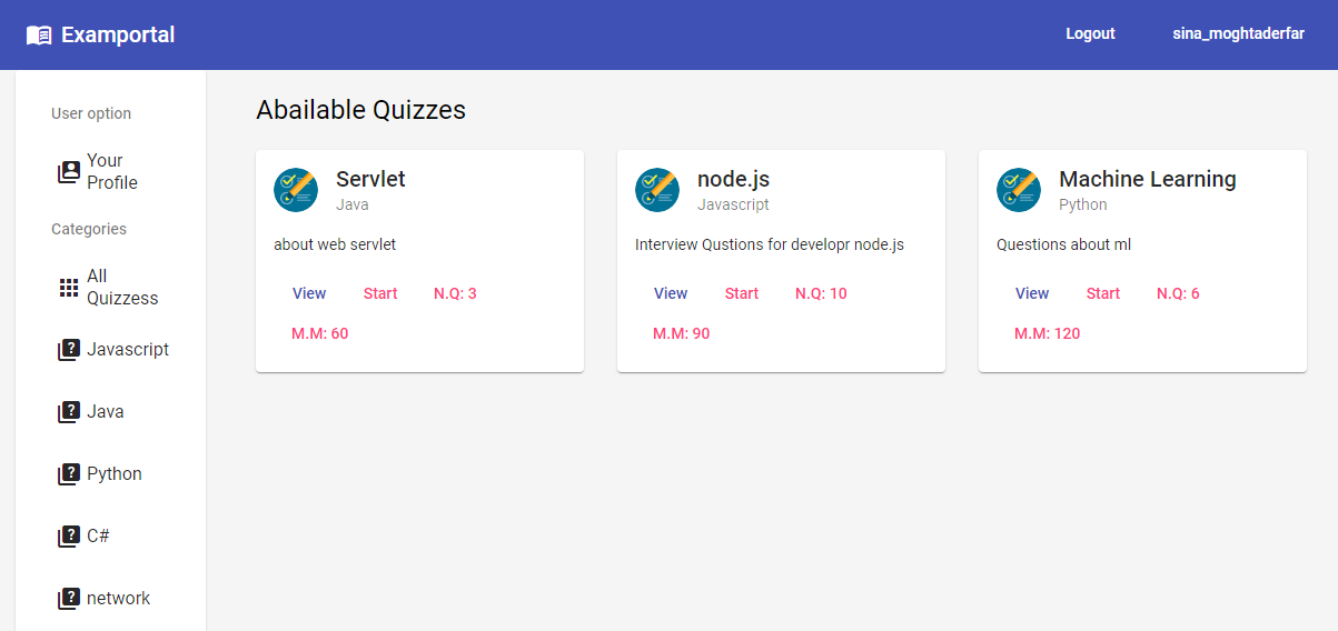 GitHub - sinamoghtaderfar/online-exam-front: About Front-end project online-exam-system written ...