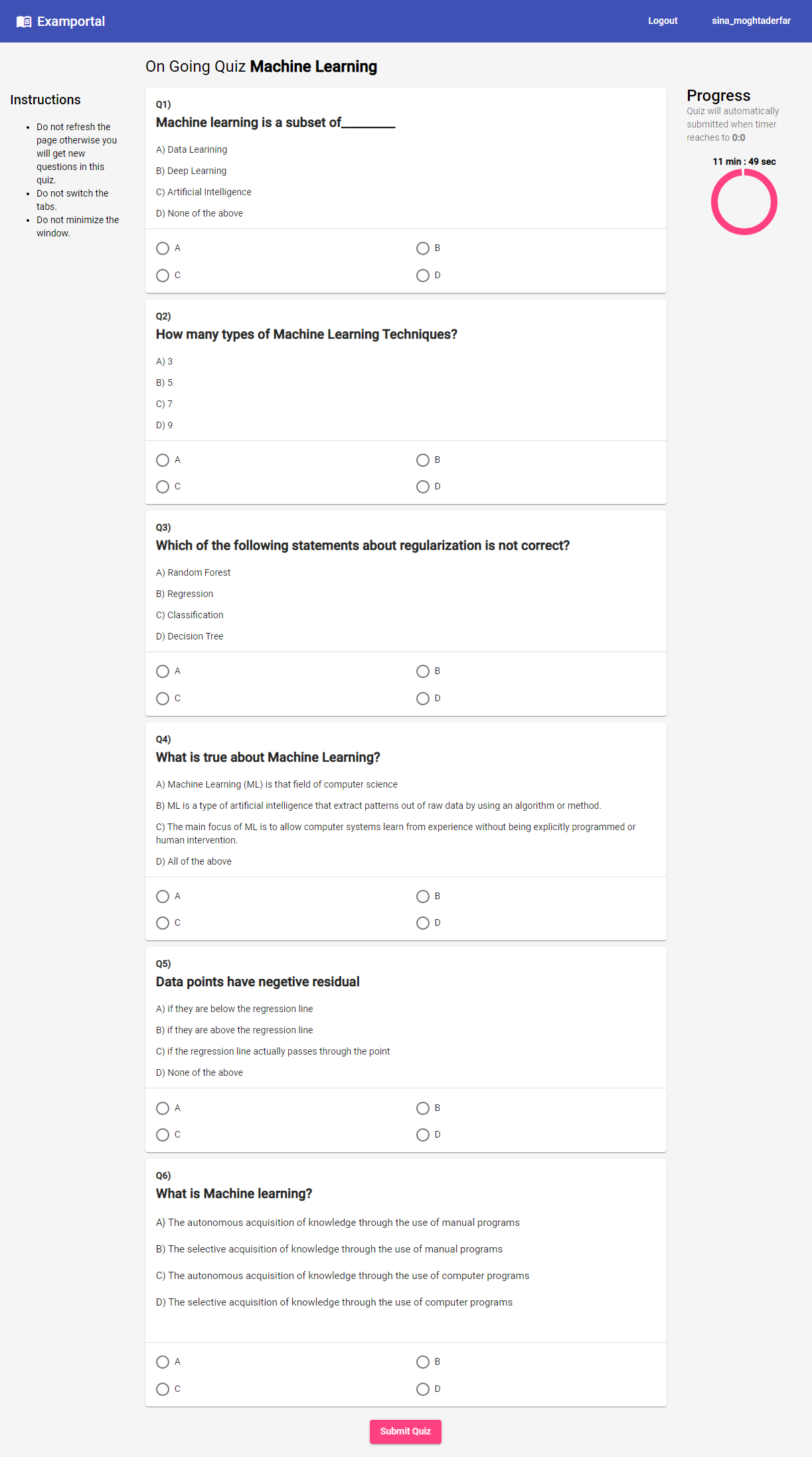 GitHub - sinamoghtaderfar/online-exam-front: About Front-end project online-exam-system written ...
