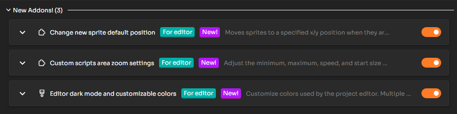 Addon Groups (minimizable) · Issue #2281 · ScratchAddons/ScratchAddons · GitHub