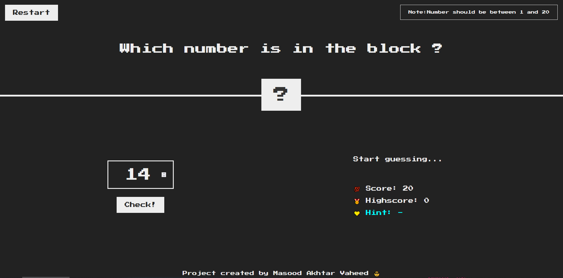 GitHub - vaheedsk36/guess-my-number: This game is developed using HTML5,CSS3,ES6. In this game ...