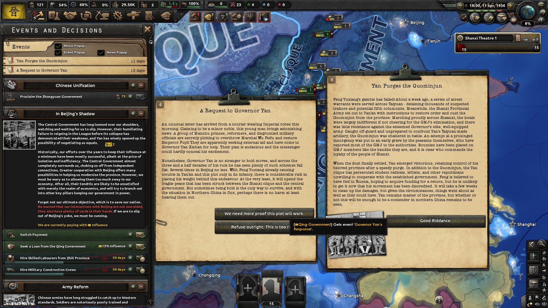 Shx Purging The Guominjun In April 1936 · Issue 21831 · Kaiserreichkaiserreich 4 Bug Reports 