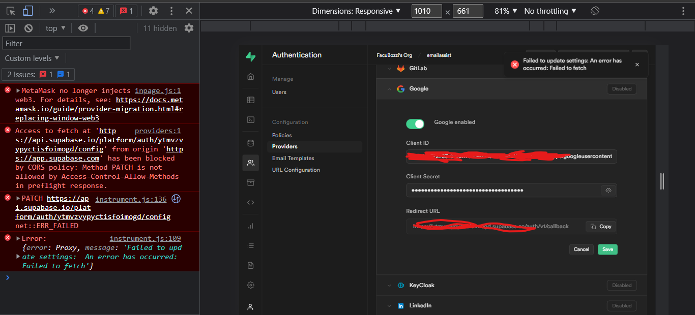 Cors Error In The Supabase Dashboard · Issue 12563 · Supabase Supabase · Github