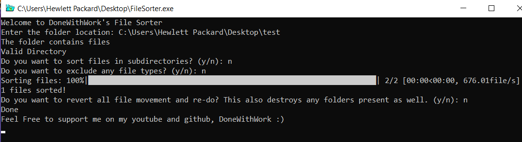 GitHub - DoneWithWork/FileSorter: Automatically sort files into folder of different file types