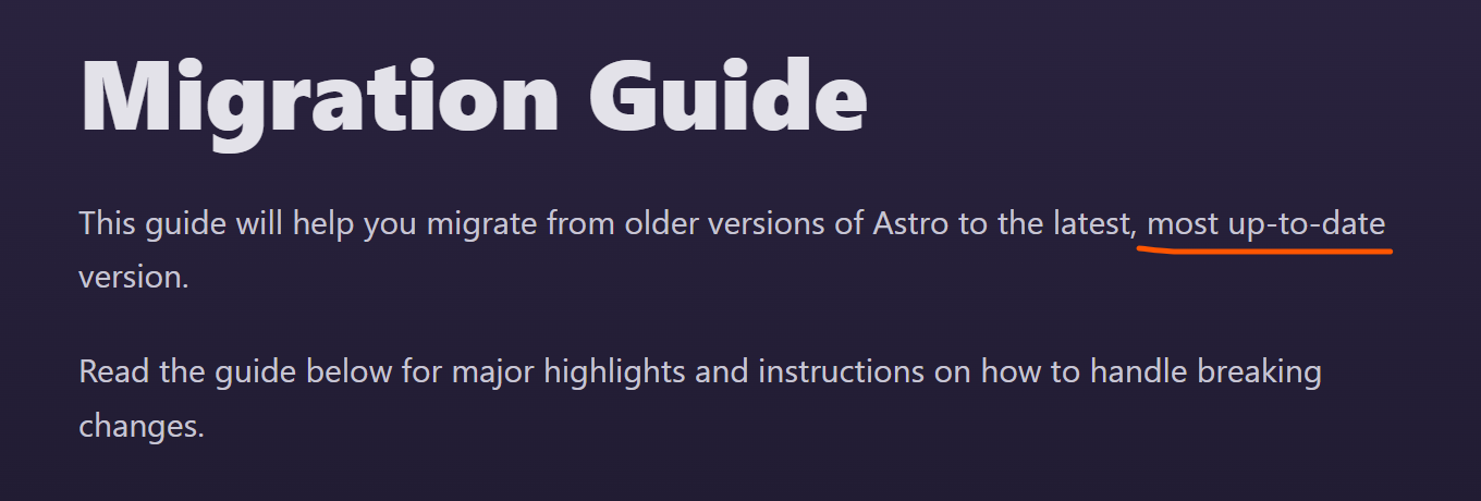 Migration Page Correction · Issue 887 · Withastro Docs · Github