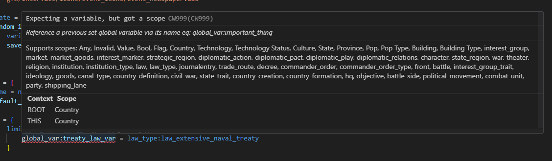 Expecting A Variable But Got A Scope · Issue 95 · Cwtools Cwtools Vscode · Github