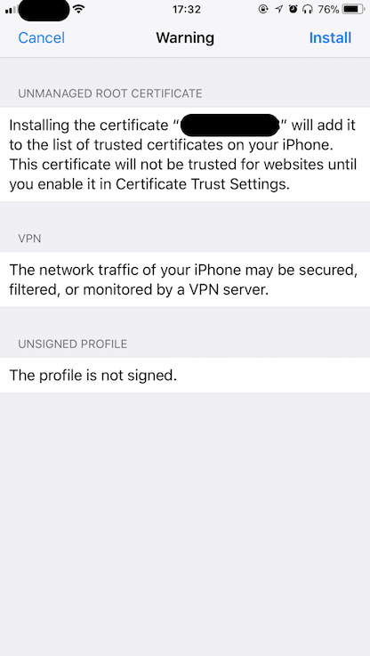 Certificate Warnings and Root Certificate Warning Messages on iOS and Mac OS devices. · Issue ...
