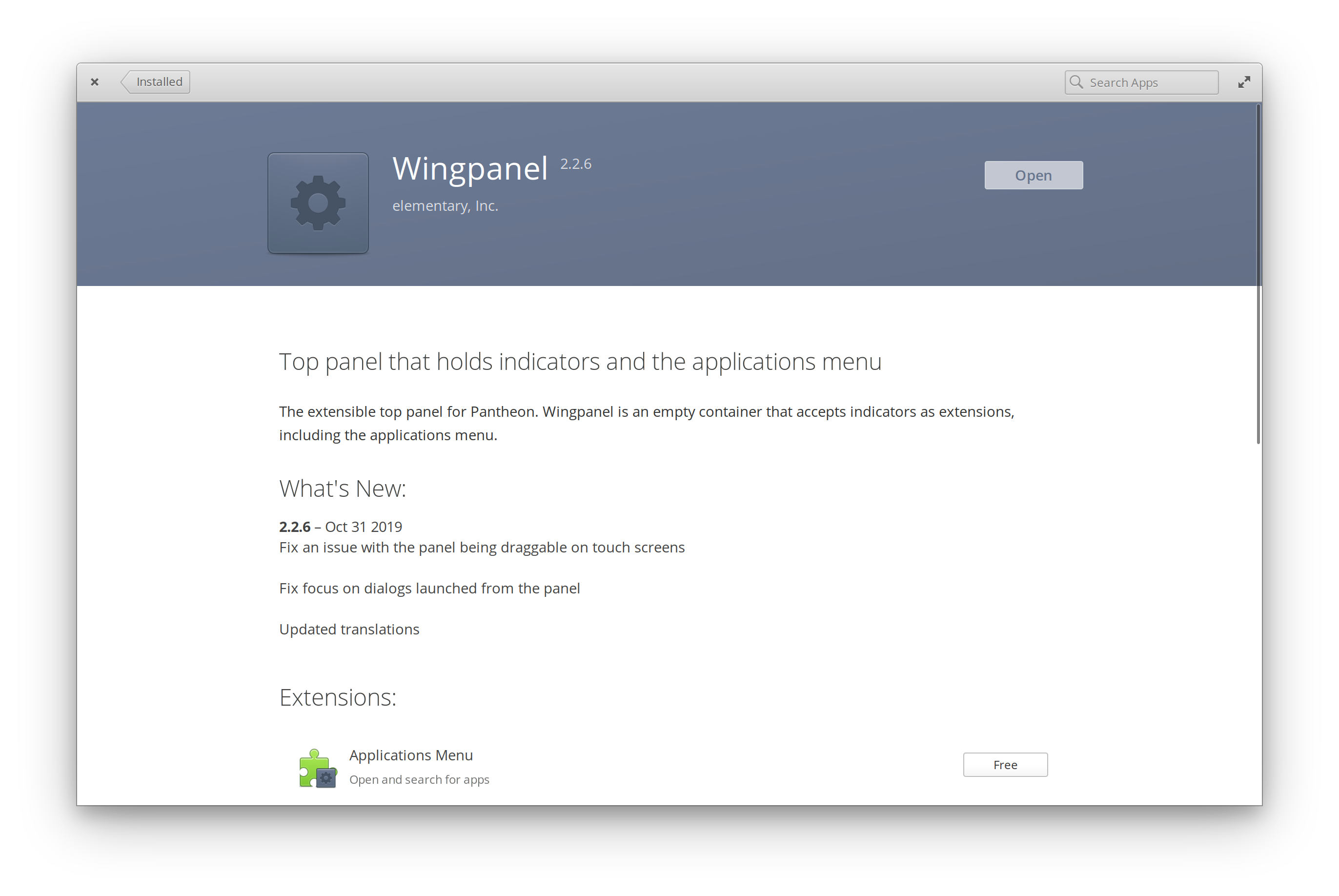 Don't show "Open" for compulsory-for-desktop items · Issue #1151 · elementary/appcenter · GitHub