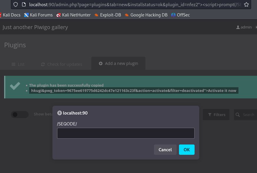 Reflected XSS in /admin.php?page=plugins&tab=new&installstatus=ok&plugin_id=[here] · Advisory ...