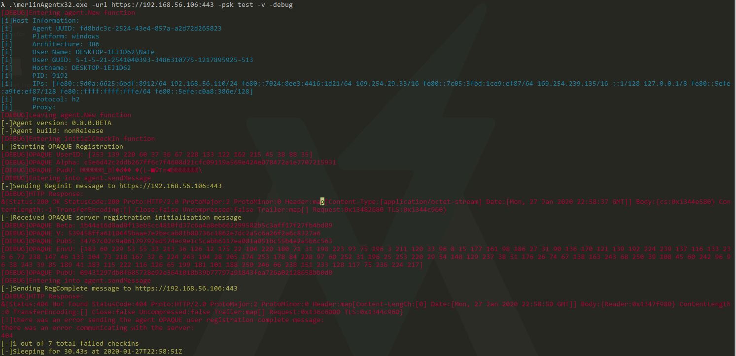 Merlin 0.8.0.BETA 32bit Agent JWT Expired Error During Registration · Issue #87 · Ne0nd0g/merlin ...