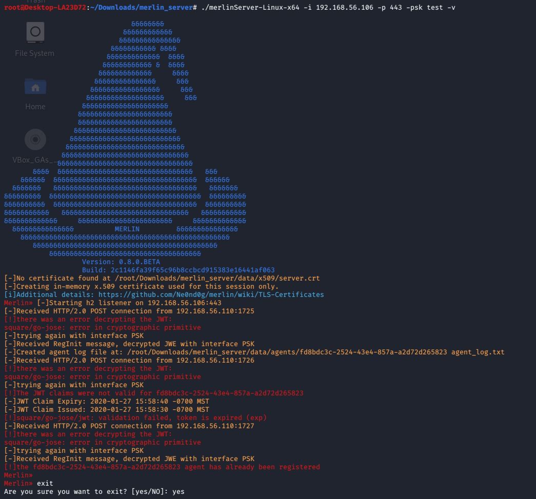 Merlin 0.8.0.BETA 32bit Agent JWT Expired Error During Registration · Issue #87 · Ne0nd0g/merlin ...