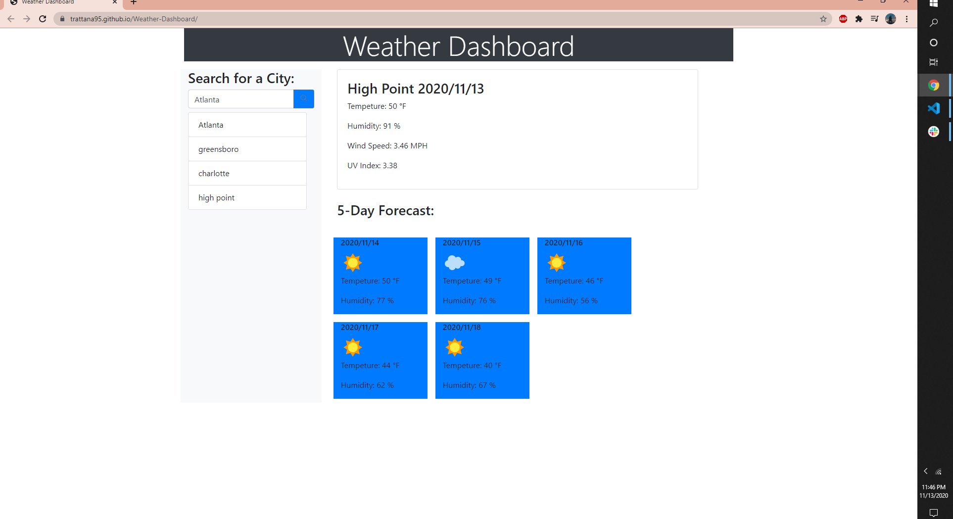 GitHub - Trattana95/Weather-Dashboard