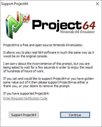 Bug with first time opening PJ64 and the support window · Issue #2087 · project64/project64 · GitHub