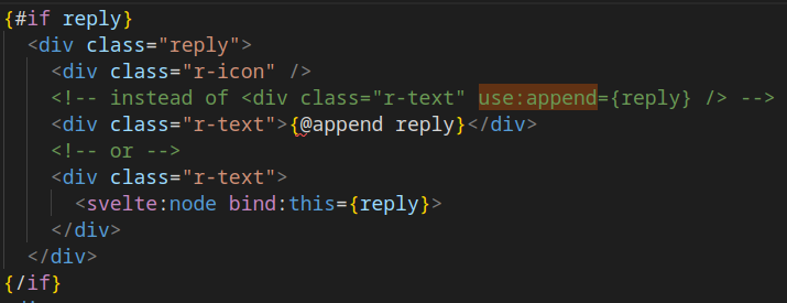 `{@append }`, it's `{@html }` but you you use Node.prototype.append() · Issue #7961 · sveltejs ...