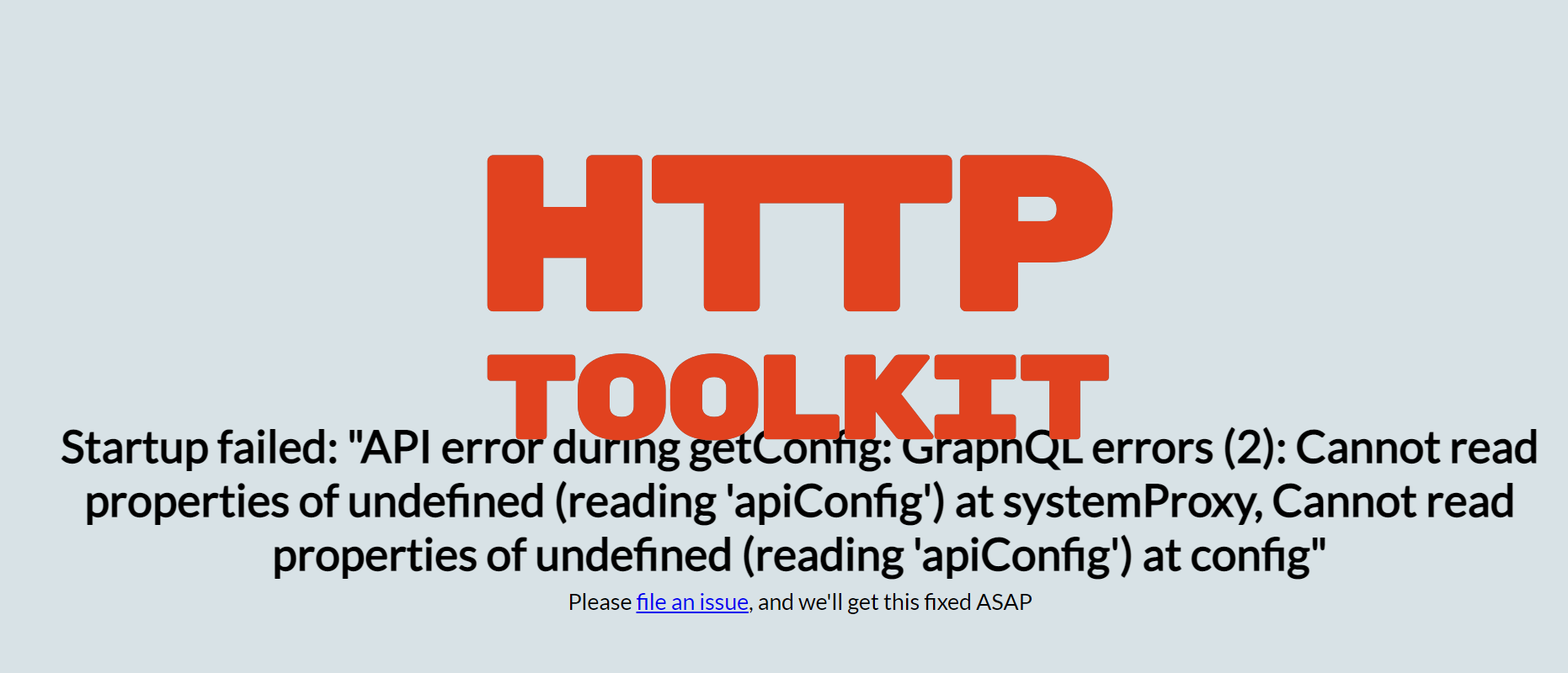 Bug Startup Failed Api Error During Getconfig Graphql Errors 2 Cannot Read Properties