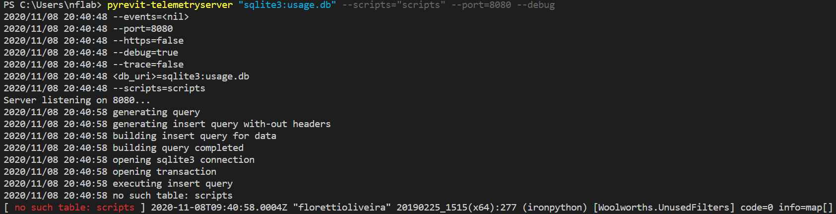 Telemetry server fails with sqlite3 database · Issue #1059 · pyrevitlabs/pyRevit · GitHub