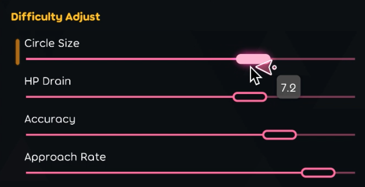 Menu slider reset (orange) click spots not displayed when value changed ...